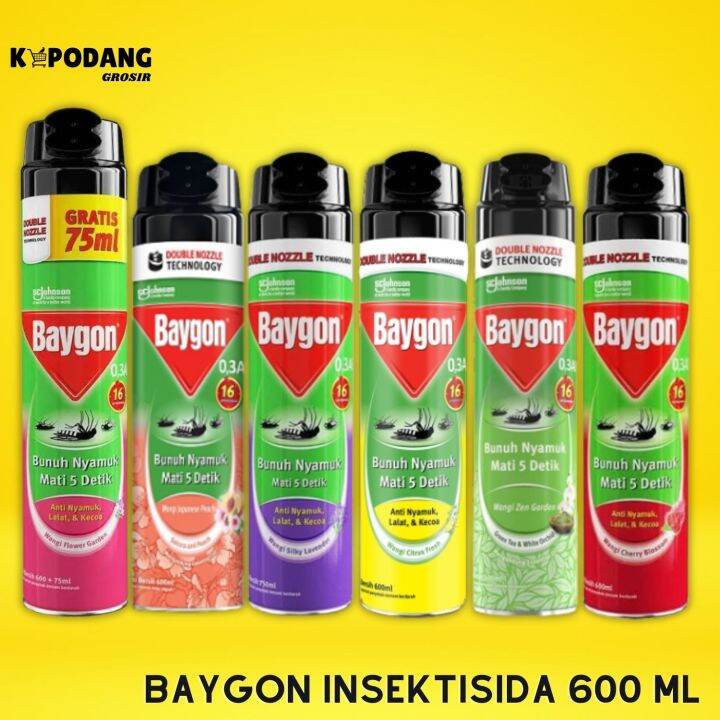 Baygon Insektisida Spray Obat Nyamuk All Varian 600+75Ml | Lazada Indonesia