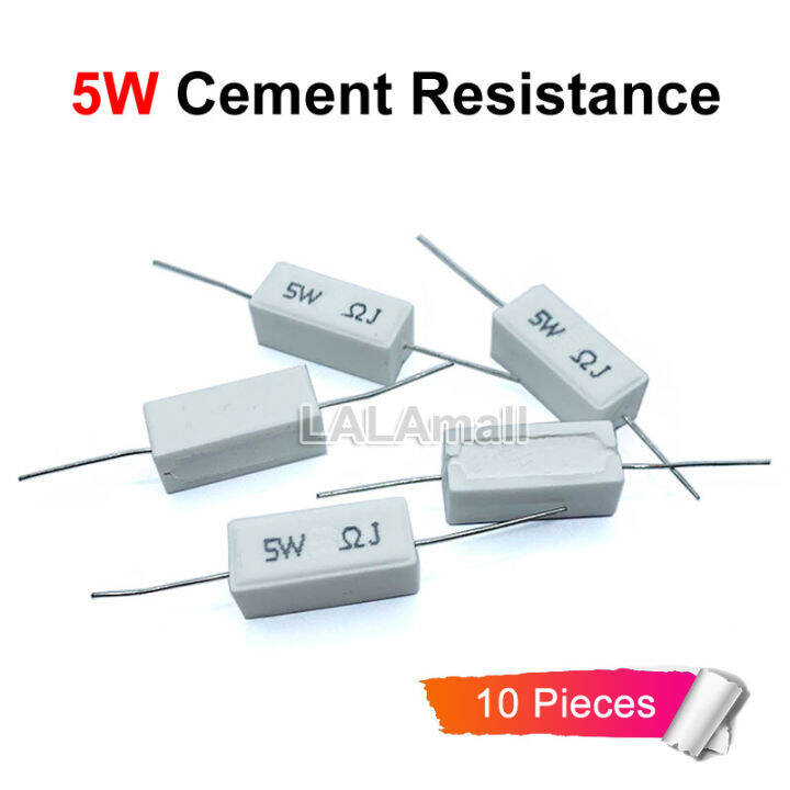 10pcs/lot 5W Cement Resistor 10K 12K 15K 18K 20K 22K 27K 30K 33K 39K 47K 51K 56K 62K 68K 75K 82K ...