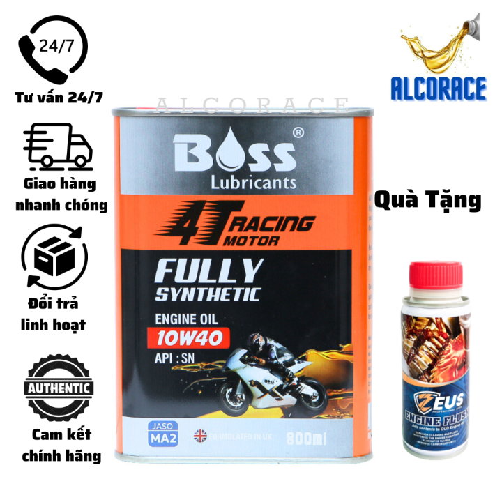 Nhớt Boss 4T Racing Motor 100% tổng hợp 10W40 MA2, nhập khẩu UAE - Dành cho xe số và côn tay ...