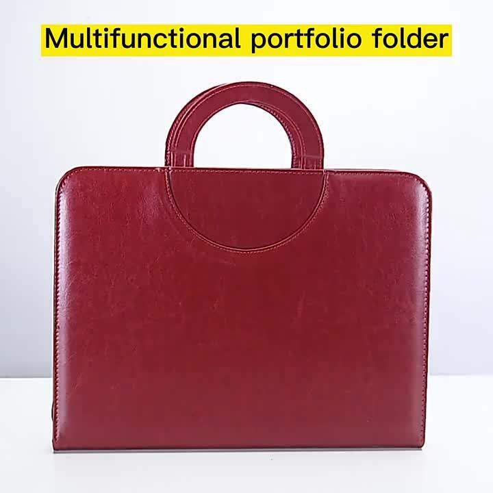 A4 Portfolio Folder Padfolio Women Business Briefcase Folding Handle ...