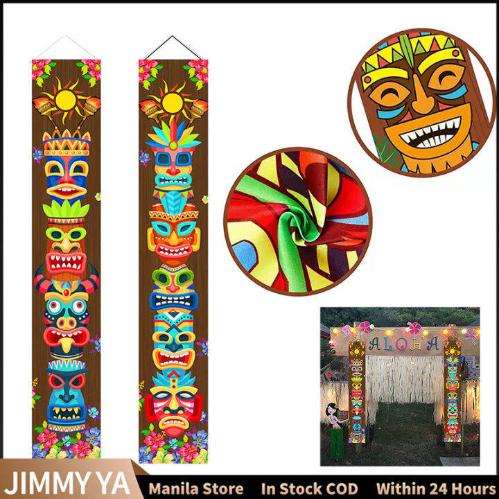 Totem Door Banners Hawaiian Luau Party Hanging Decoration Supplies Tiki ...