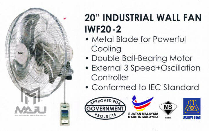MIND 20” WALL FAN / KIPAS DINDING 20INCH /INDUSTRIAL WALL FAN / METAL ...