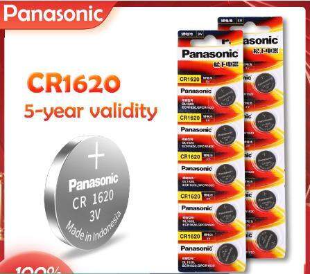 Jennifey ถ่านกระดุม Panasonic CR1620 แผง 5 ก้อน 3V แท้100% (ถ่านกระดุมใช้งานดีเยี่ยม) ถ่านกุญแจ ...