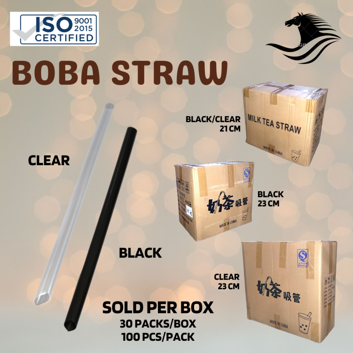 3000 PCS/BOX - Boba Straw / Milk Tea Sago Straw [Black/Clear ...