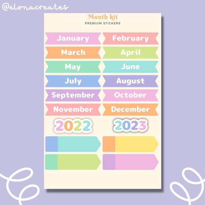 Cute Pastel Month Stickers For Planners And Journal EC-1039 | Lazada PH