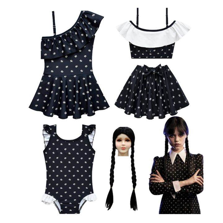 【sell well tyht】 wednesday addams morticia swimwear kids swimsuit for ...
