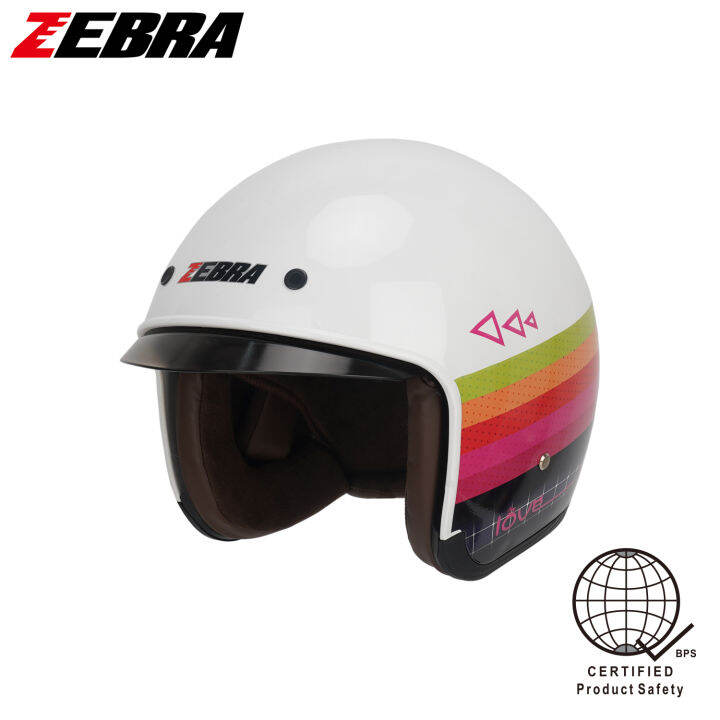 zebra Retro helmet Motorcycle half face helmet unisex smoke visor Retro ...