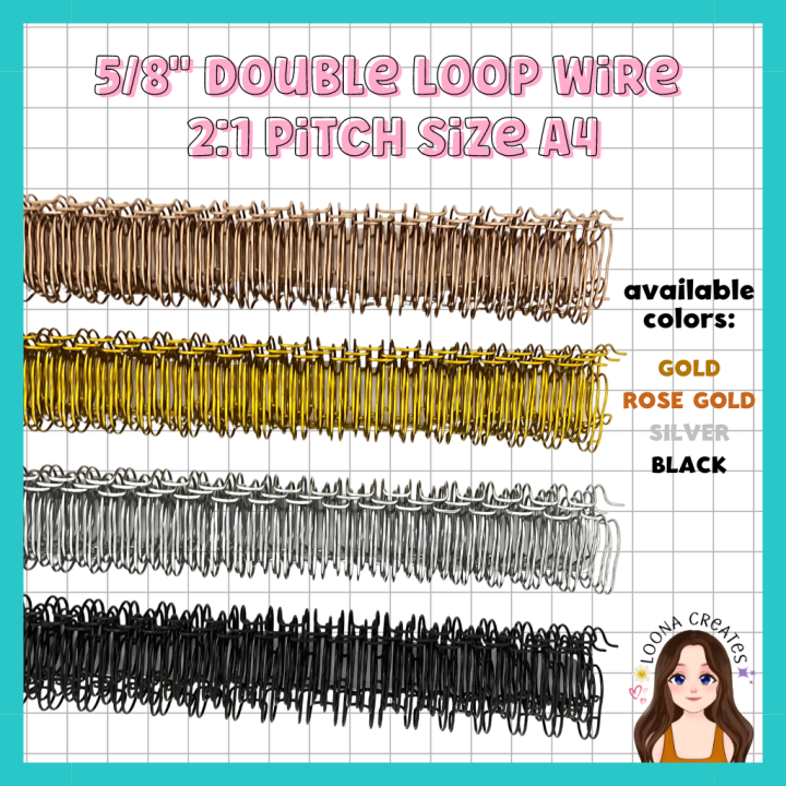 5/8" Double Loop Binding Wires For Cinch 2:1 Pitch, A4 Size 23 Loops ...