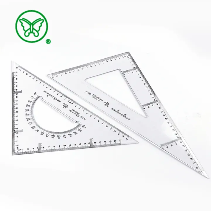 Butterfly 20cm 30 35 40 45 50 60cm transparent triangle set student multifunctional right angle ...