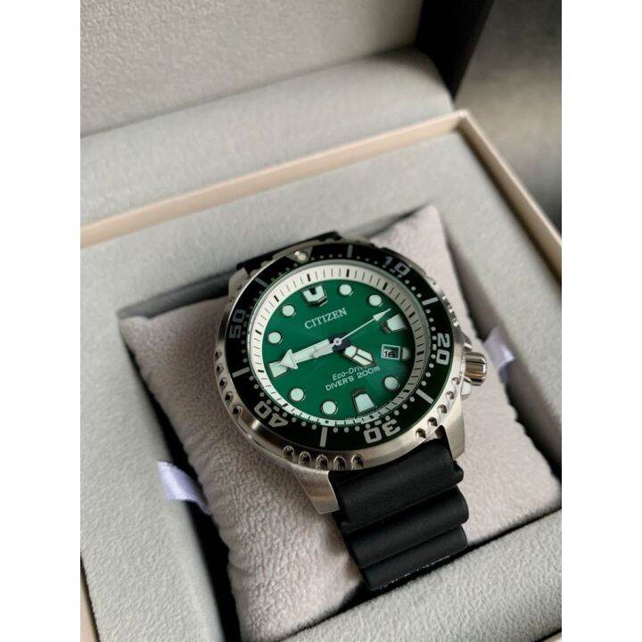 Citizen Promaster Diver BN0158-18X Eco-Drive Green Dial Black Rubber Watch For Men | Lazada PH