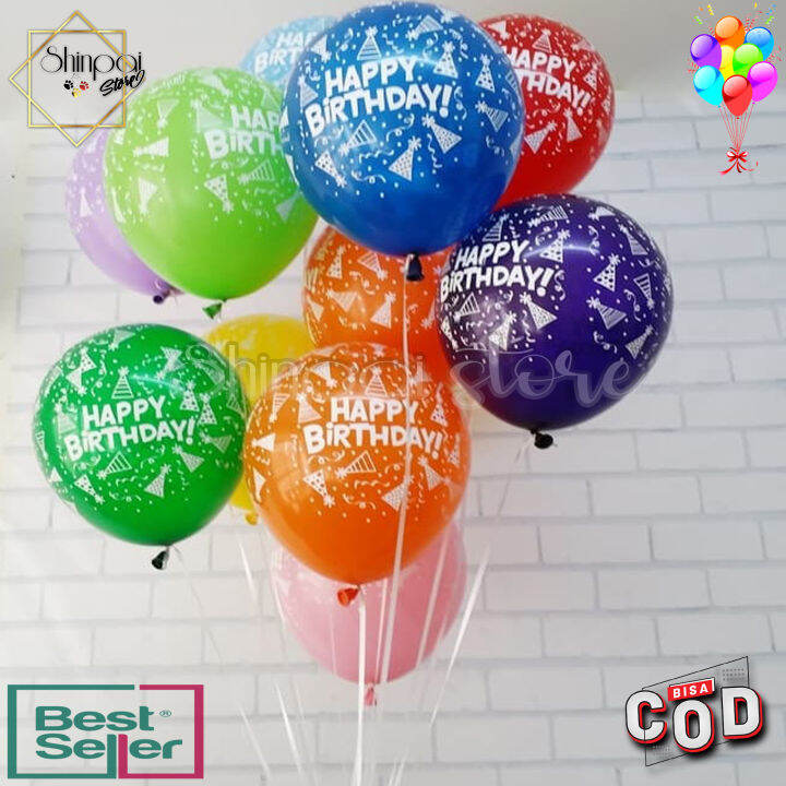 Balon tiup tulisan Happy Birthday 100 pcs | Lazada Indonesia