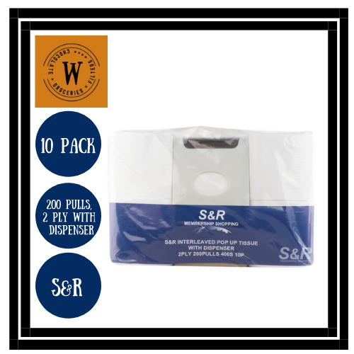 S&R Interleaved Pop-Up Tissue With Dispenser - 10 Packs, 2-PLY, 200 ...