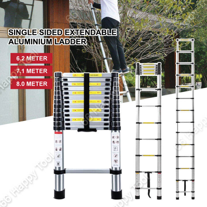 6.2m / 7.1m / 8m Single Sided Extendable Telescopic Aluminum Ladder ...