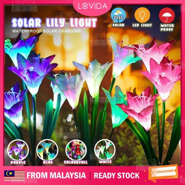 LOVIDA MALAYSIA Solar Power Lily Flower Waterproof Outdoor Night ...
