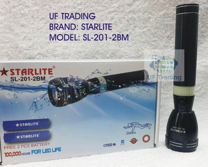 STARLITE SL-201-2BM Rechargeable Flash Light Cree LED High Power Aluminium Body Long RANGE SIZE ...