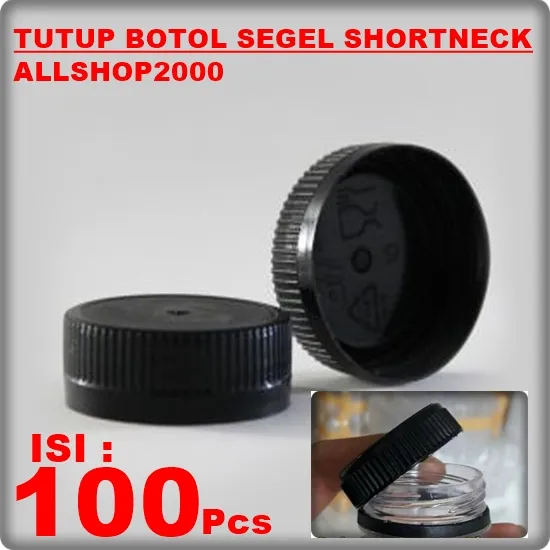 Tutup Botol plastik Hitam (isi 100 pcs) Tutup botol shortneck Tutup ...