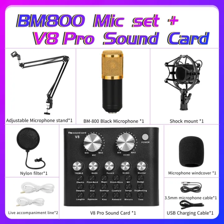 [Local Stock]Sound Card V8 Pro Live Audio Interface for Phone Computer ...
