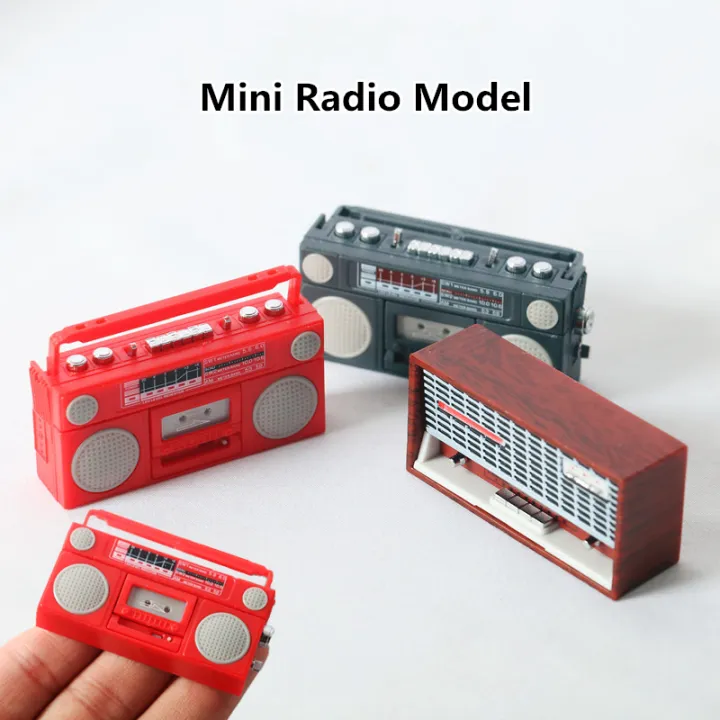 MQ Mini Retro Radio Model Dollhouse Appliances Black/Red/Brown Radio ...