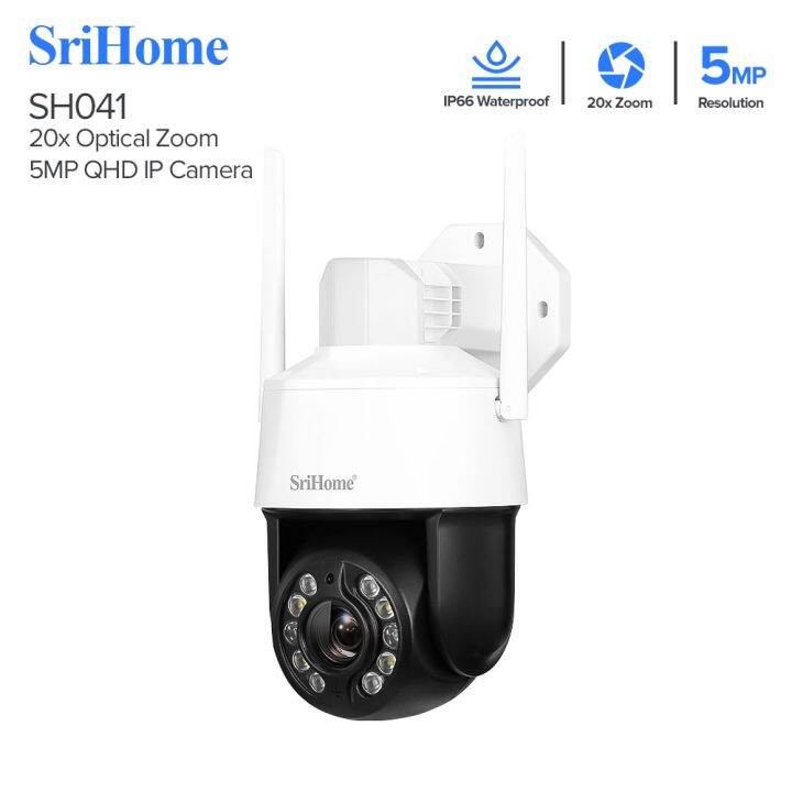 SriHome SH041 20x Zoom 5MP QHD IP Camera with Wi-Fi | Two-Way Talk ...