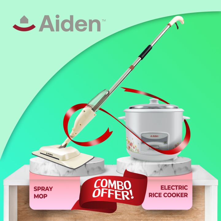 Aiden Halo Electric Rice Cooker + Aiden Mara Spray Mop Combo | Lazada