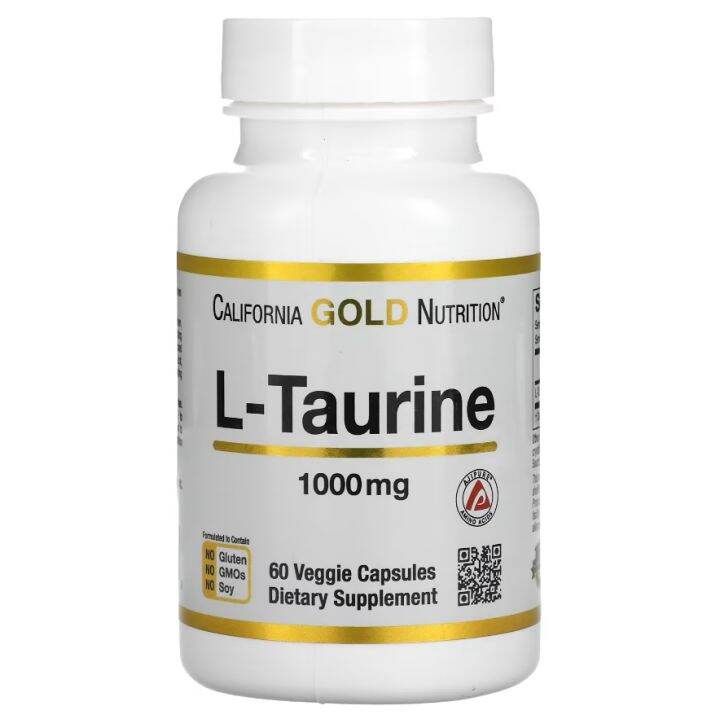 California Gold Nutrition, L-Taurine, 1,000 mg, 60 Veggie Capsules ...