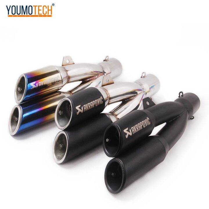 51mm/2 Inches Motorcycle Exhaust Muffler Pipe Escape Moto Exhaust Canister Tail Pipe Double ...