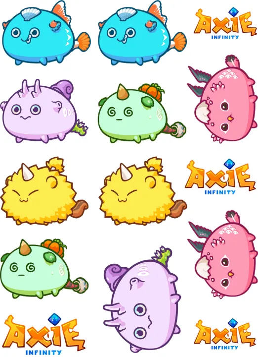 AXIE INFINITY VINYL LAMINATED WATERPROOF STICKER SET 14 PCS STICKERS ...