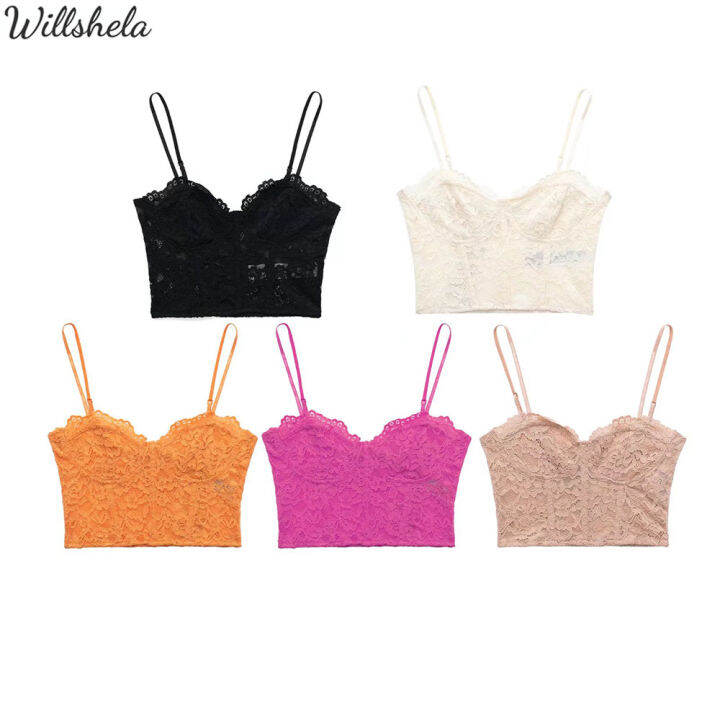 Willshela เสื้อคอร์เซ็ทลูกไม้สีพื้นแฟชั่นสำหรับผู้หญิง,เสื้อสายรัดคอรูป ...