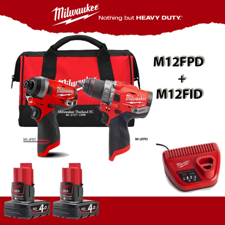 Milwaukee M12 FPD+FID (Include: M12FPD M12FID แบต4Ahx2ก้อน แท่นชาร์จ ...