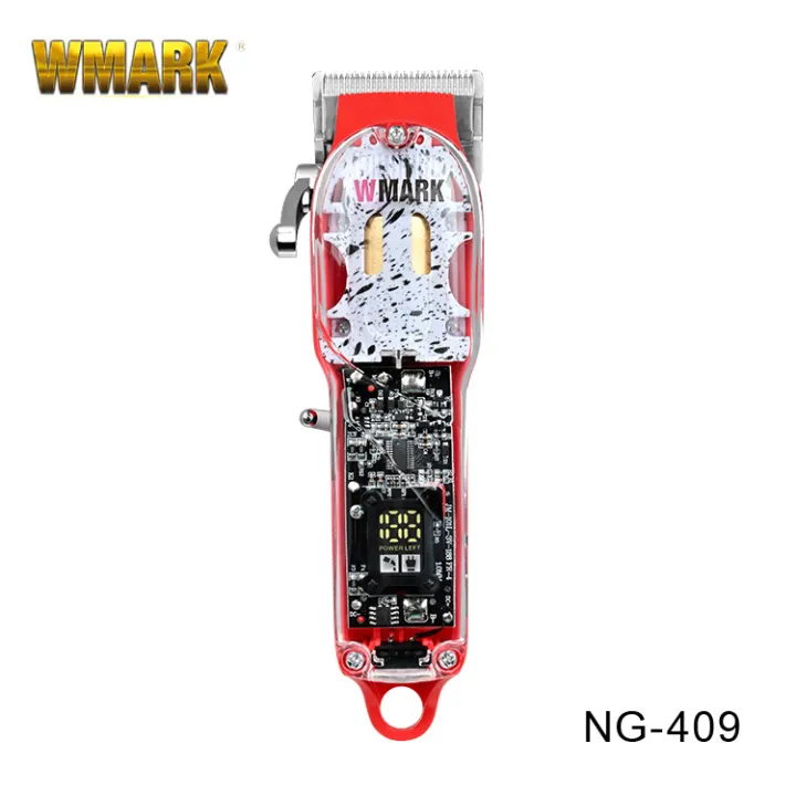WMARK NG-409 LCD digital display hair clipper oil head electric clipper ...