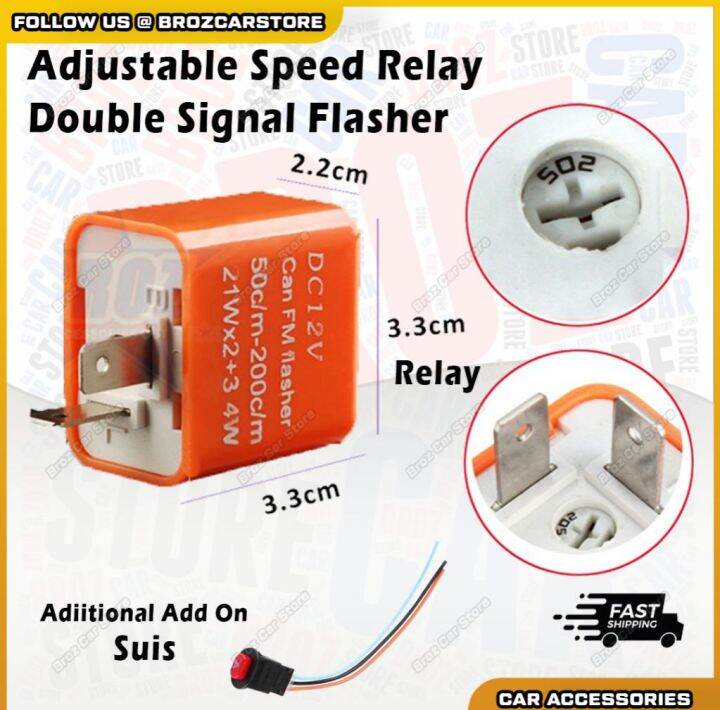 12V 2Pin Speed Adjustable Relay LED Can FM Flasher Relay Motorcycle ...