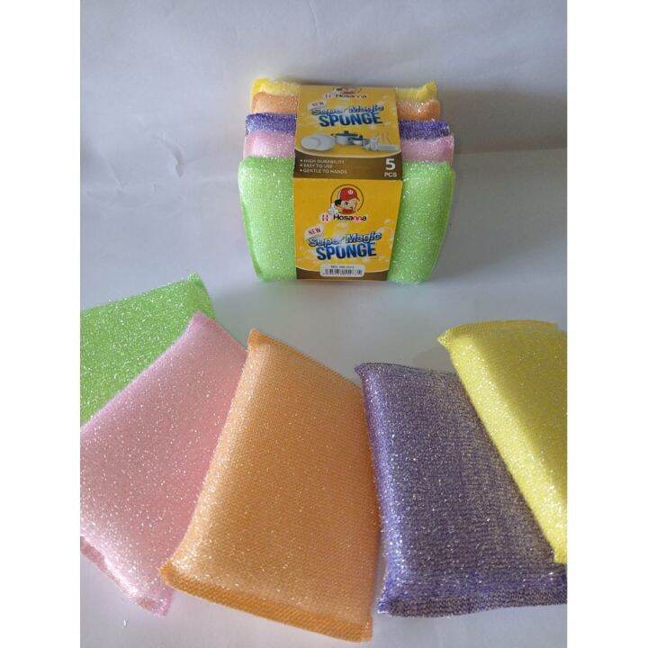 SATU SLOP ( 5 PCS ) Super Magic Sponge Spon Ajaib Cuci Piring Hosanna ...
