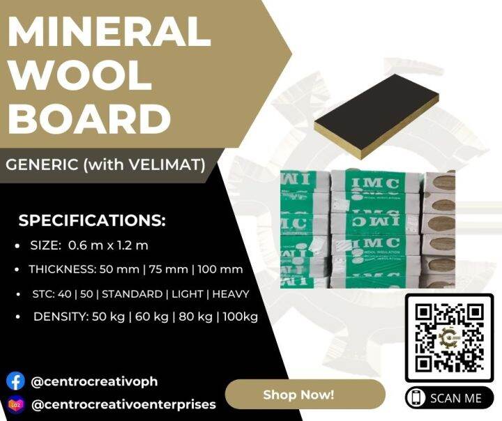 MINERAL WOOL BOARD |with Velimat | 0.6m x 1.2m This product is used for ...