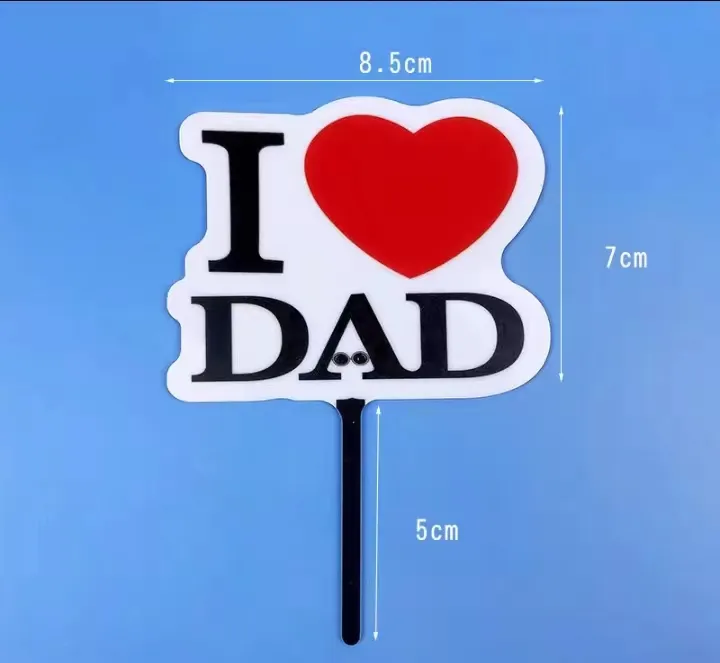 Ins Happy Fathers Day Theme I Love Dad Acrylic Cake Topper Baking