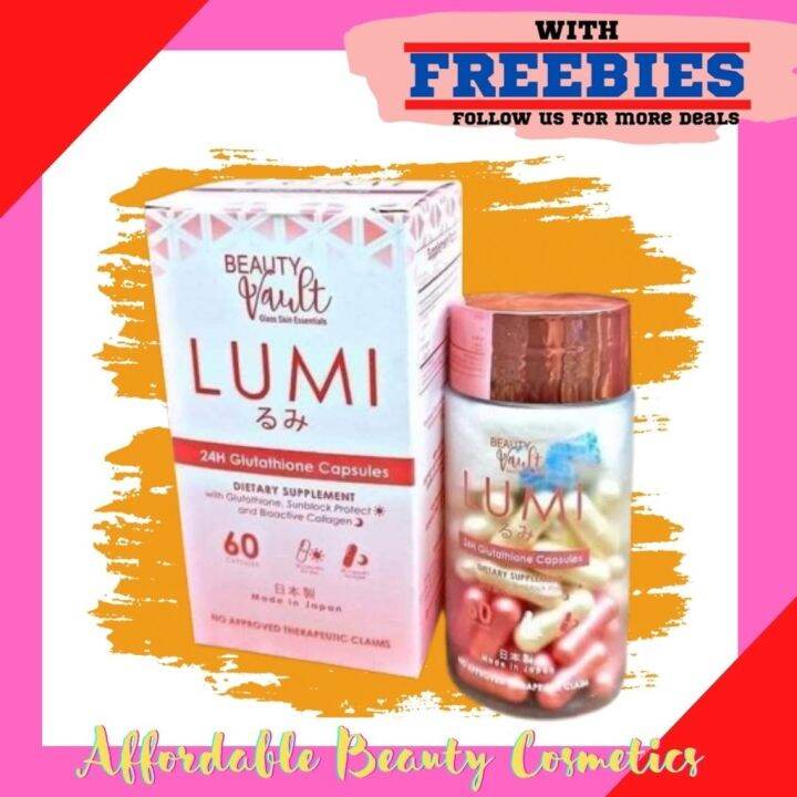 WITH FREE BERRY SOAP COD Lumi Lumina Glow 24H Glutathione Capsules (60capsules) | Lazada PH