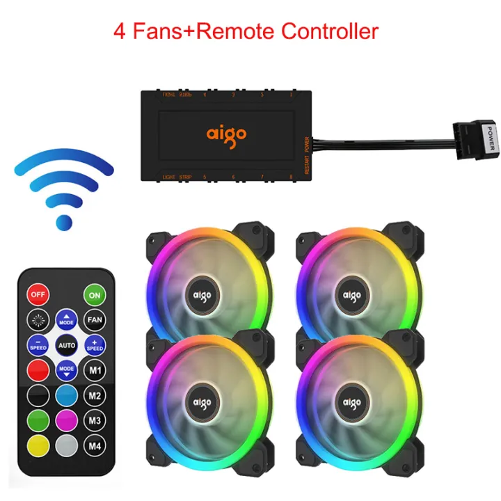 Aigo DR12 RGB Cooler Double Aura PC Case Fan LED Light 5 in 1 Gaming ...