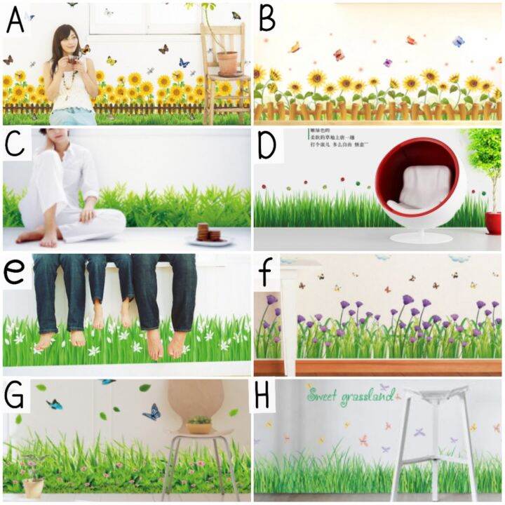 ACIL WALLSTICKER WALL BORDER RUMPUT PAGAR BUNGA STIKER DINDING LDR25 ...