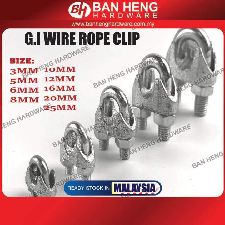 Wire Rope Clamp U-Bolt (GI) Galvanized Wire Rope Clip 3, 5, 6, 8, 10 ...