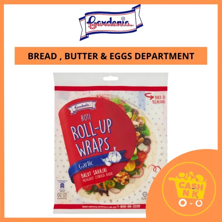 [CASHNK MINI MART] GARDENIA - ROTI ROLL UP WRAPS GARLIC 225G [8F] | Lazada