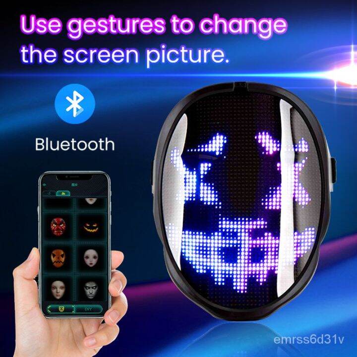 LED Illuminated Mask with Bluetooth Programmable Halloween Mask ...