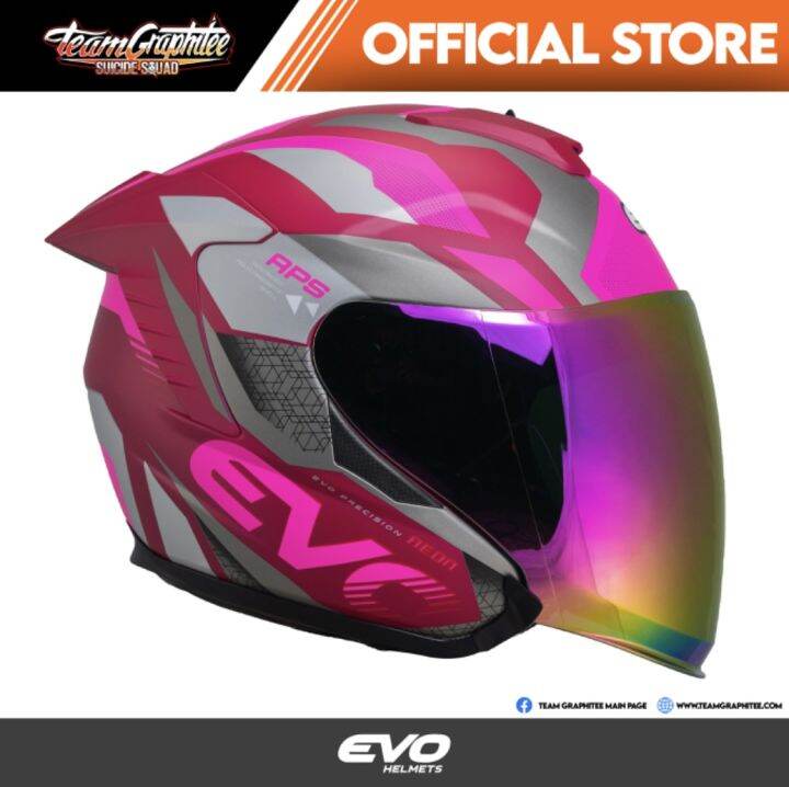 EVO RX-5 AEON PINK HALF FACE DUAL VISOR HELMET WITH FREE CLEAR LENS ...