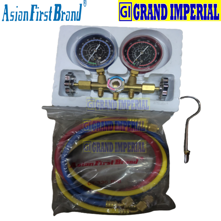 Asian First Brand Brass Manifold Gauge Testing Manifold with 36”Hose ...