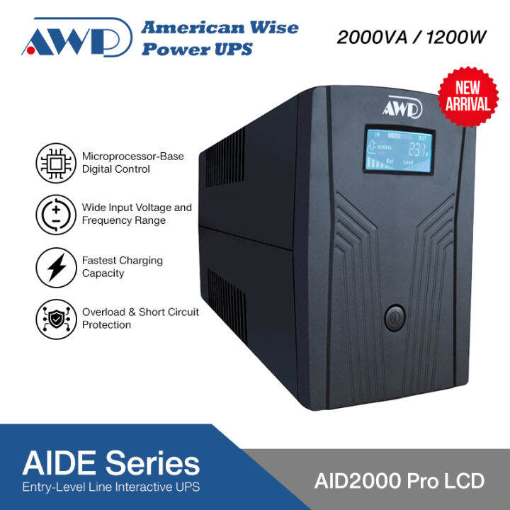 Ipason AWP AID2000 Pro Aide Pro LCD 1200W-2000VA UPS with AVR ...