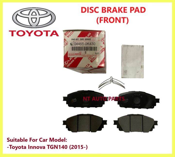 GENUINE TOYOTA Disc Brake Pad (Front) 04465-0K430 -Toyota Innova TGN140 (2015-) | Lazada