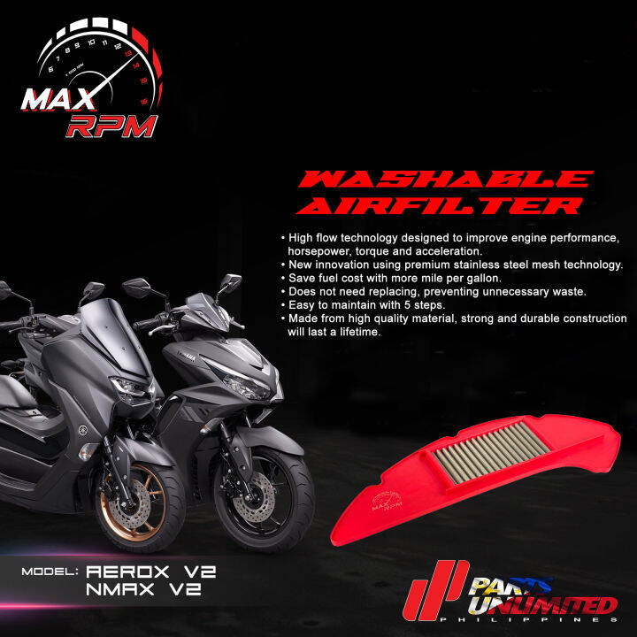 MAX RPM AIR FILTER FOR YAMAHA AEROX V2 NMAX V2 | Lazada PH