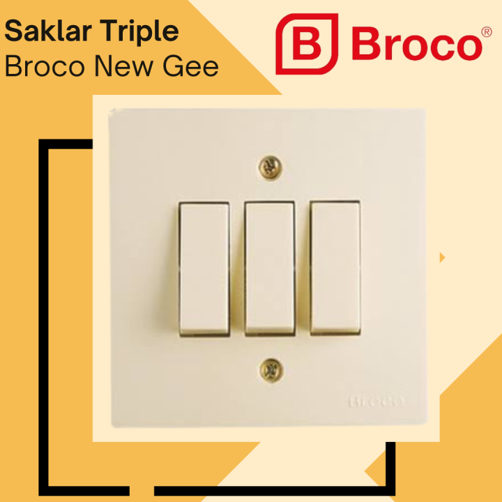 BROCO SAKLAR TRIPLE NEW GEE 6613 CREAM / BROCO SAKLAR ISI 3 GANG 1 WAY ...
