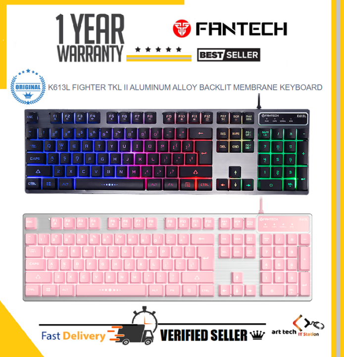 FANTECH K613L FIGHTER TKL II ALUMINUM ALLOY BACKLIT MEMBRANE KEYBOARD ...