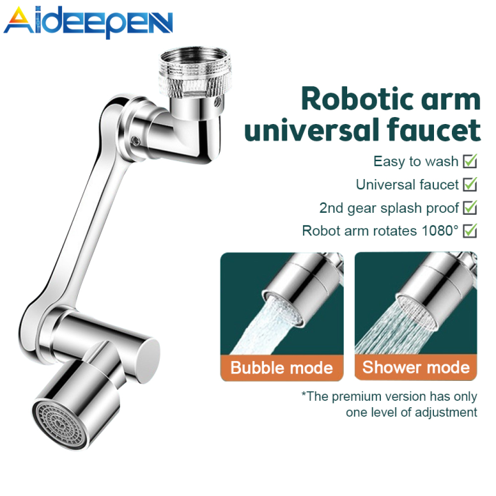 Aideepen 1080 ° สากลหมุนก๊อกน้ำ Extender มุมขนาดใหญ่หมุนหุ่นยนต์แขนหัวฉีดก๊อกน้ำอะแดปเตอร์ก๊อก ...