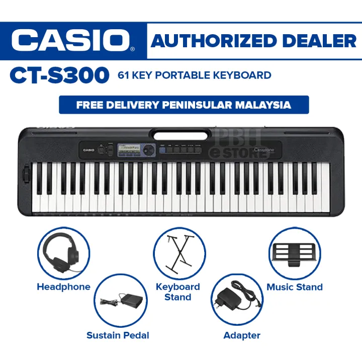 Casio CT-S300 61-Keys Casiotone Electric Keyboard Piano Package with ...