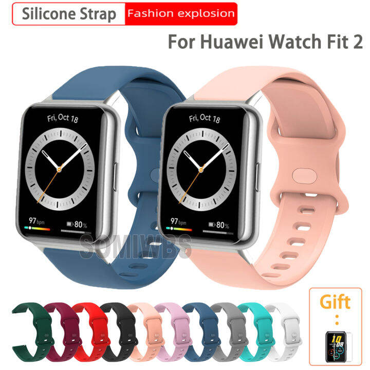 สายซิลิโคนสำหรับ Huawei Watch Fit 2สายนาฬิการะบายอากาศสำหรับ Huawei
